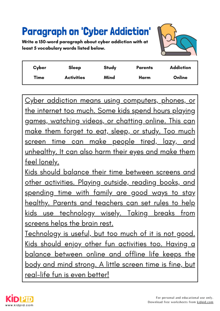 Paragraph on 'Cyber Addiction' - Kidpid