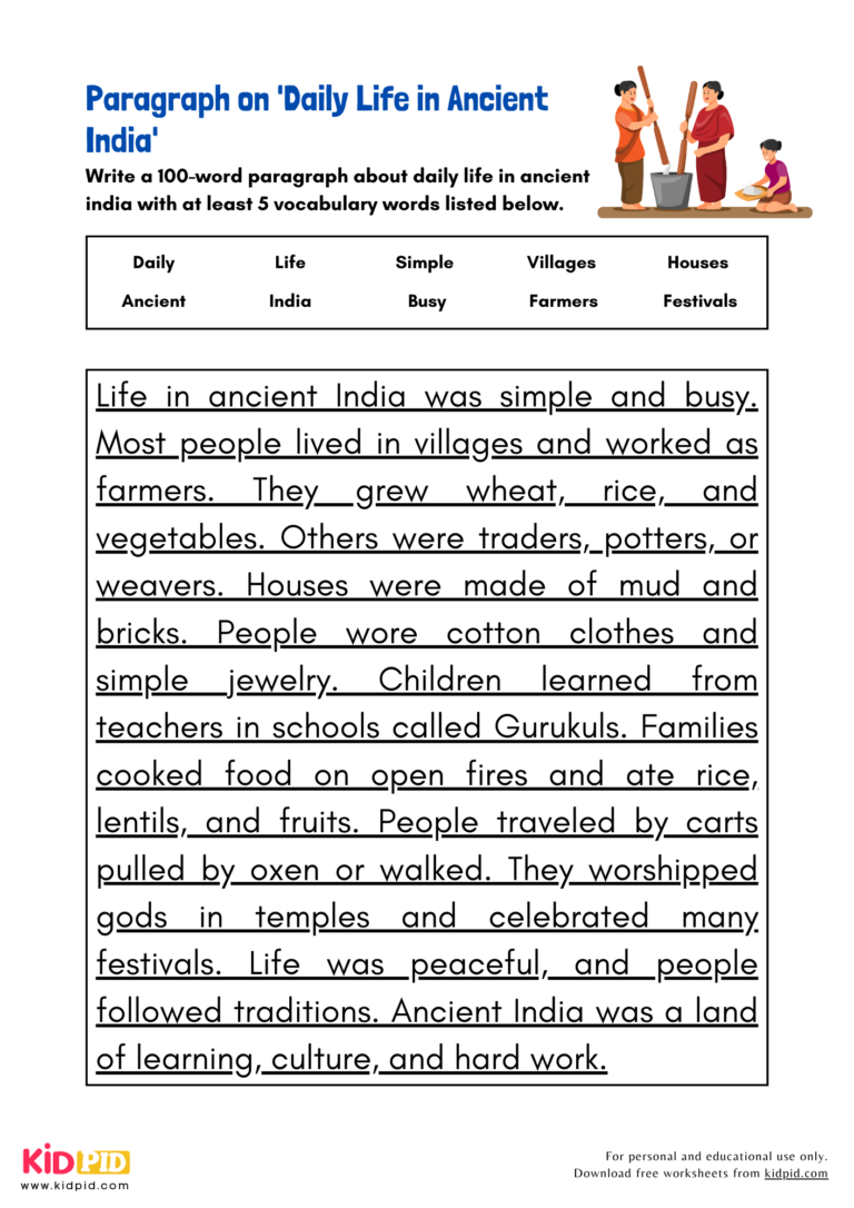 Paragraph on 'Daily Life in Ancient India' - Kidpid