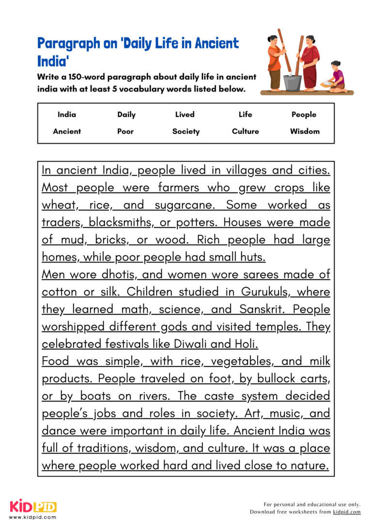 Paragraph on 'Daily Life in Ancient India' - Kidpid