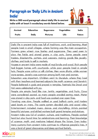 Paragraph on 'Daily Life in Ancient India' - Kidpid