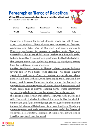 Paragraph on 'Dance of Rajasthan' - Kidpid