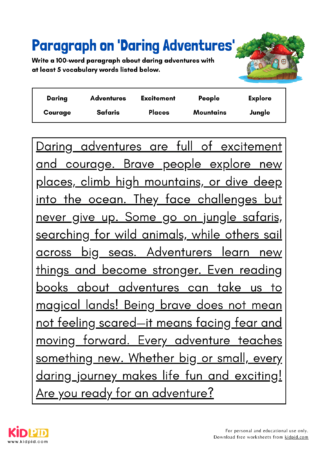 Paragraph on 'Daring Adventures' - Kidpid