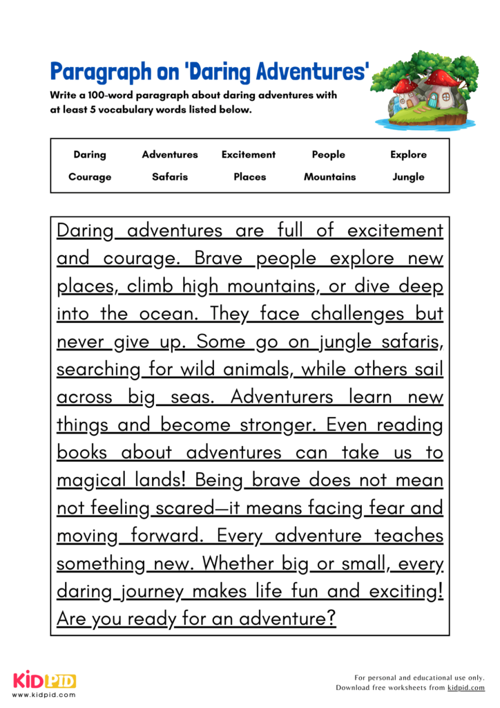 Paragraph on 'Daring Adventures' - Kidpid