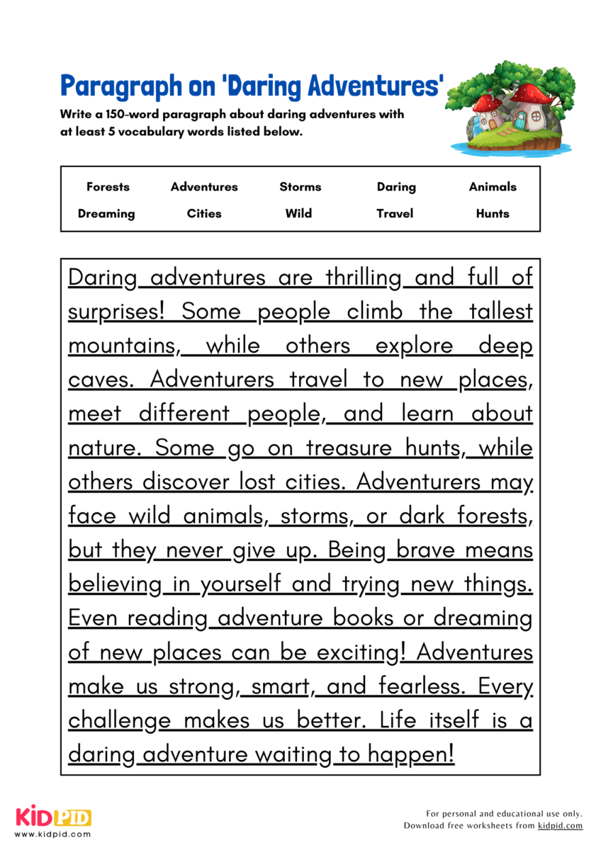 Paragraph on 'Daring Adventures' - Kidpid