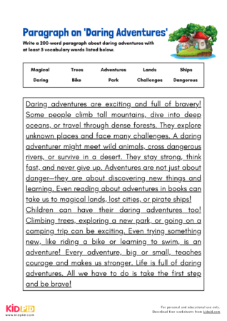 Paragraph on 'Daring Adventures' - Kidpid