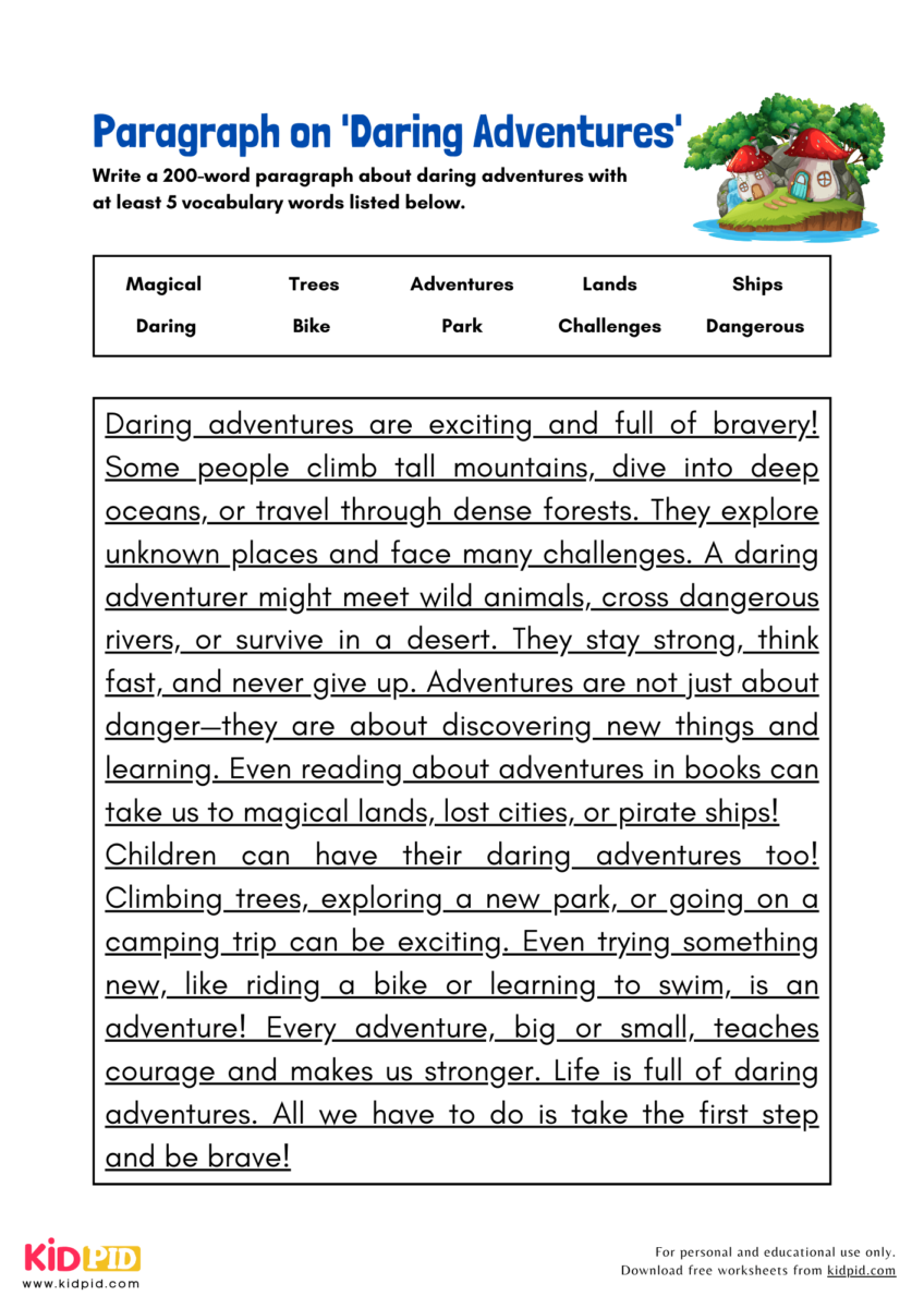Paragraph on 'Daring Adventures' - Kidpid