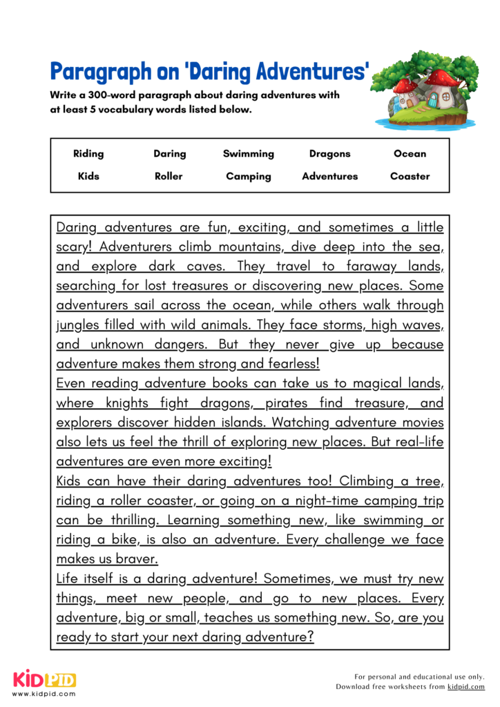 Paragraph on 'Daring Adventures' - Kidpid