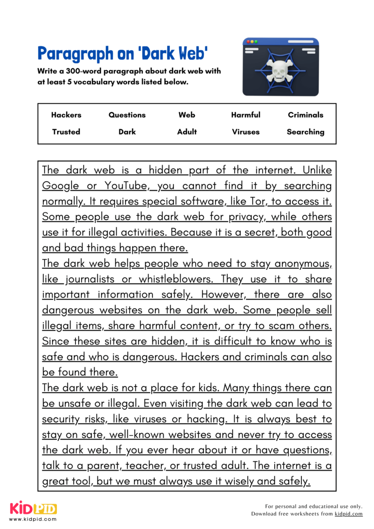 Paragraph on 'Dark Web' - Kidpid