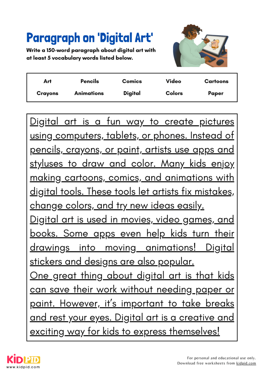 Paragraph on 'Digital Art' - Kidpid