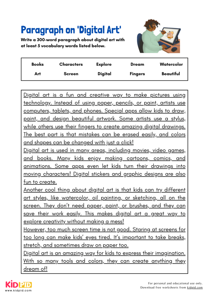 Paragraph on 'Digital Art' - Kidpid