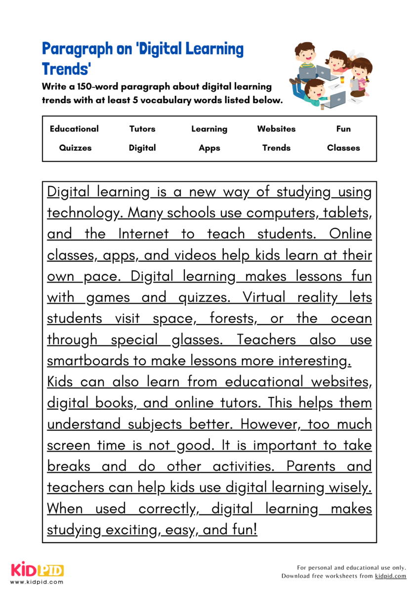 Paragraph on 'Digital Learning Trends' - Kidpid