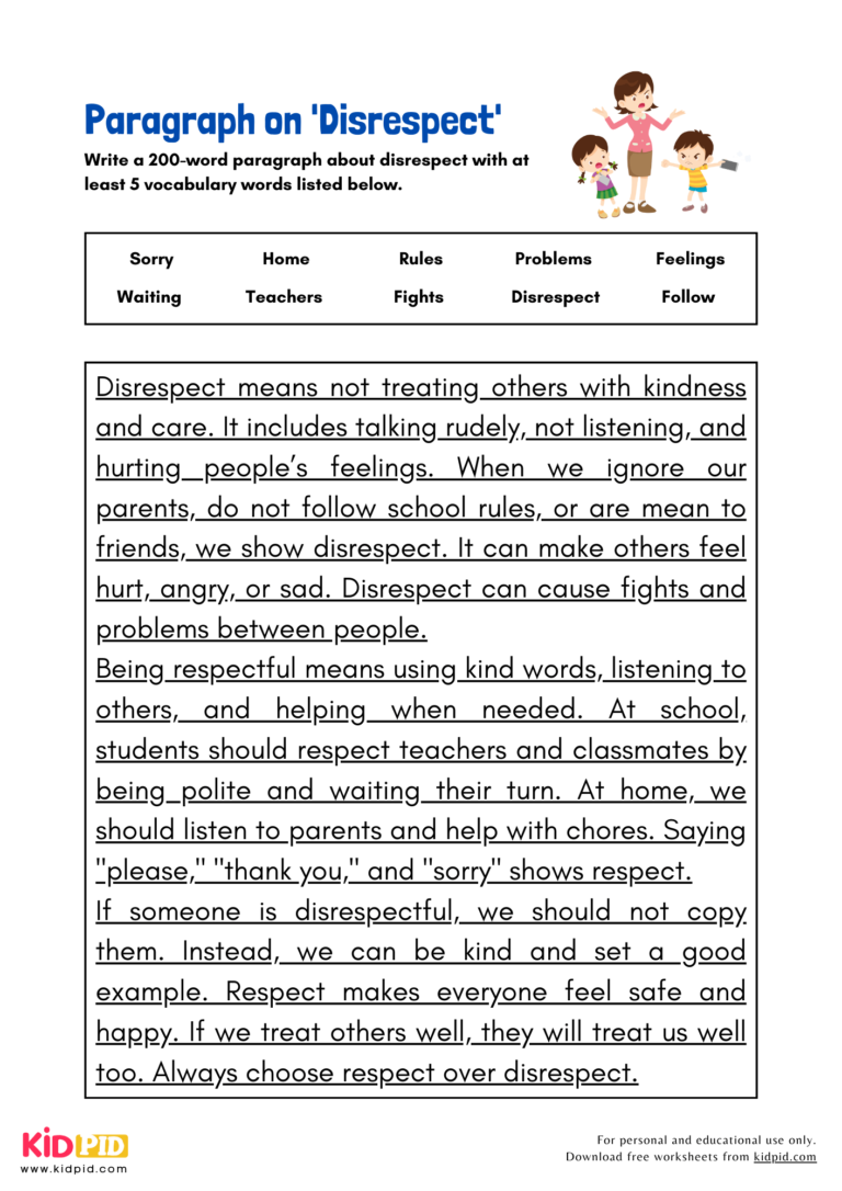 Paragraph on 'Disrespect' - Kidpid