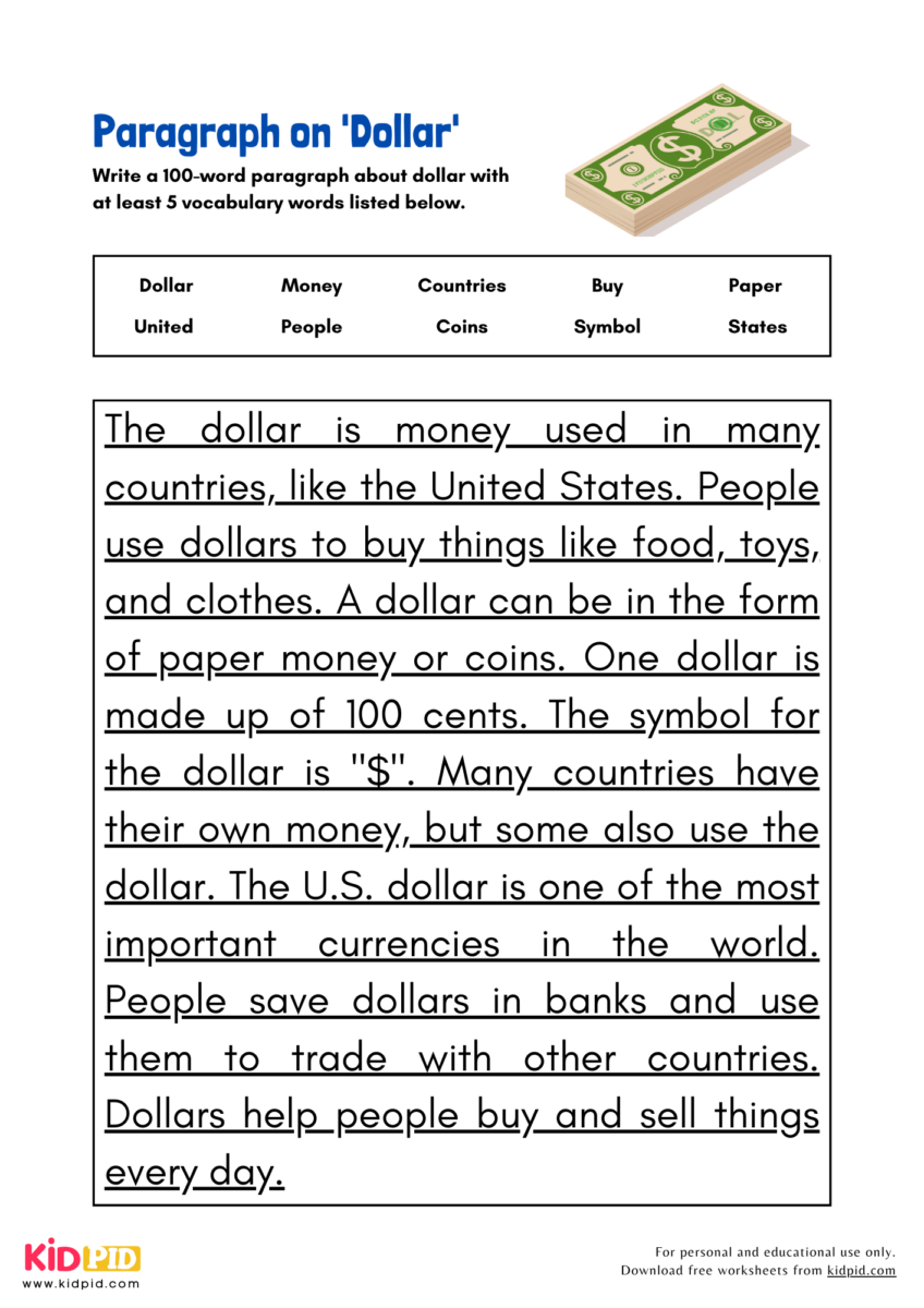Paragraph on 'Dollar' - Kidpid