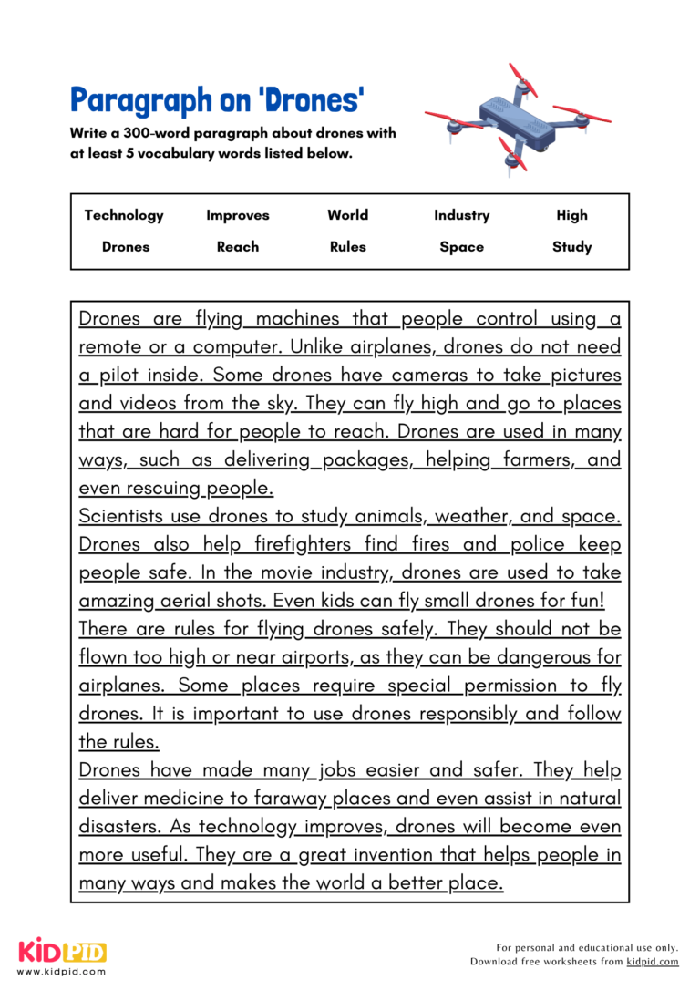 Paragraph on 'Drones' - Kidpid
