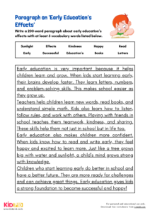 Paragraph on 'Early Education’s Effects' - Kidpid