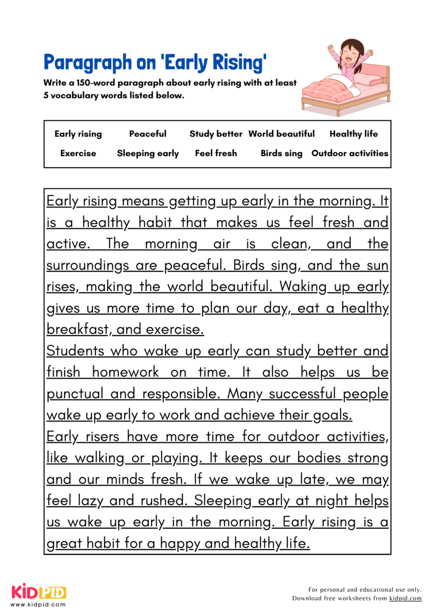 Paragraph on 'Early Rising' - Kidpid