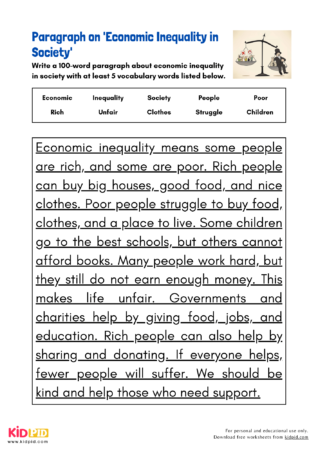 Paragraph on 'Economic Inequality in Society' - Kidpid