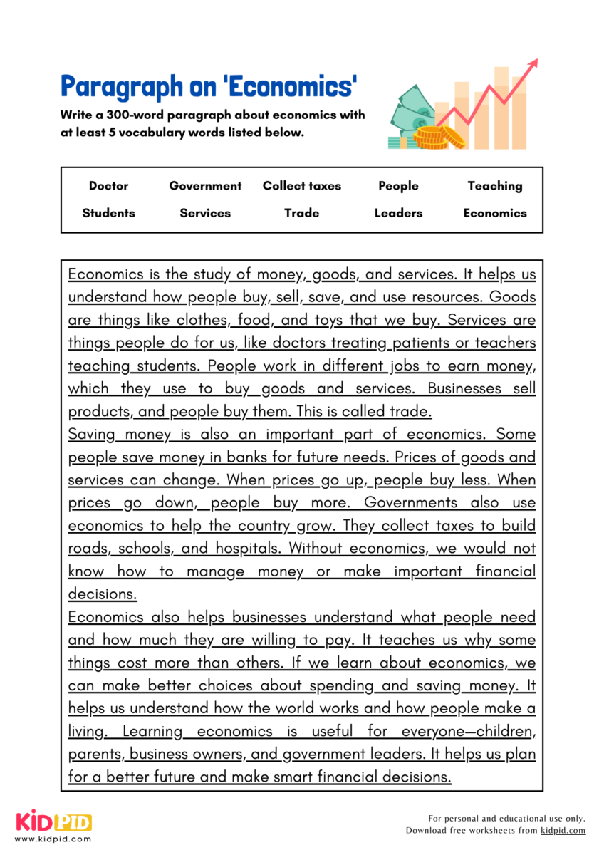 Paragraph on 'Economics' - Kidpid