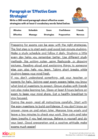 Paragraph on 'Effective Exam Strategies' - Kidpid