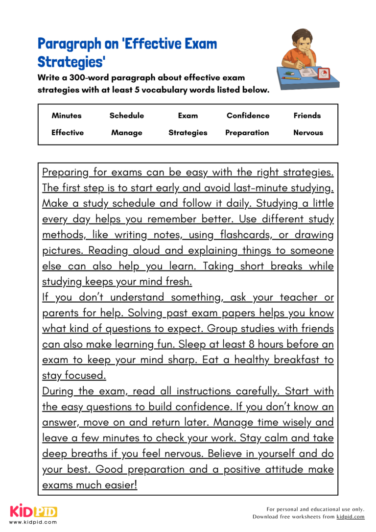 Paragraph on 'Effective Exam Strategies' - Kidpid