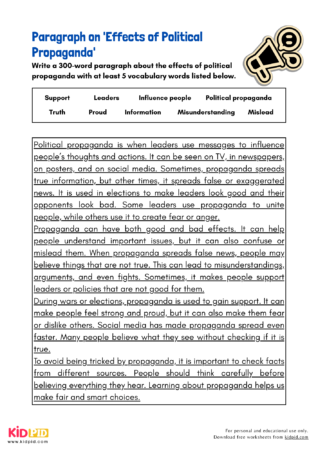 Paragraph on 'Effects of Political Propaganda' - Kidpid
