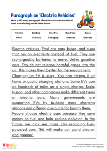 Paragraph on 'Electric Vehicles' - Kidpid