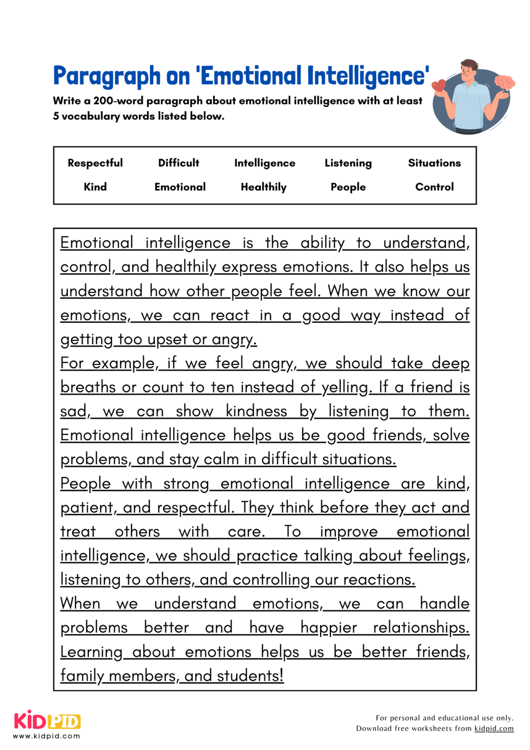 Paragraph on 'Emotional Intelligence' - Kidpid