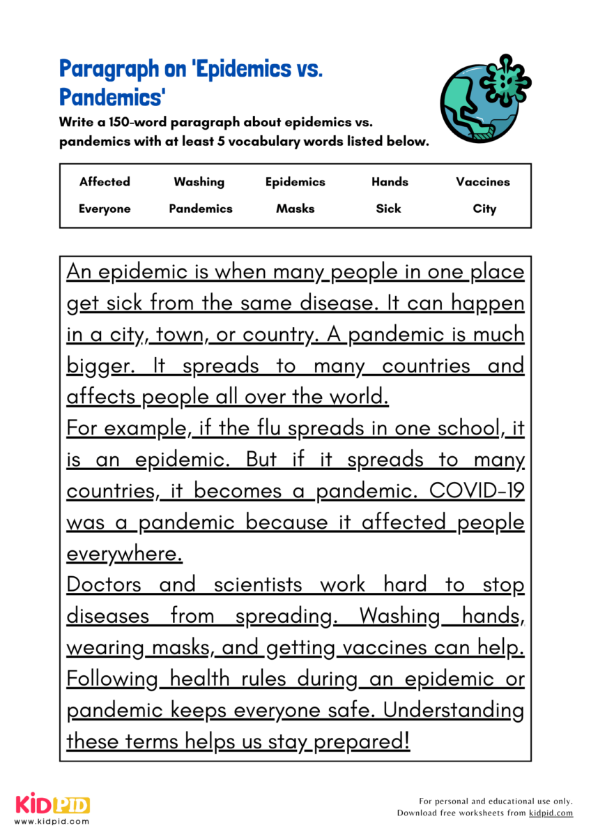 Paragraph on 'Epidemics vs. Pandemics' - Kidpid