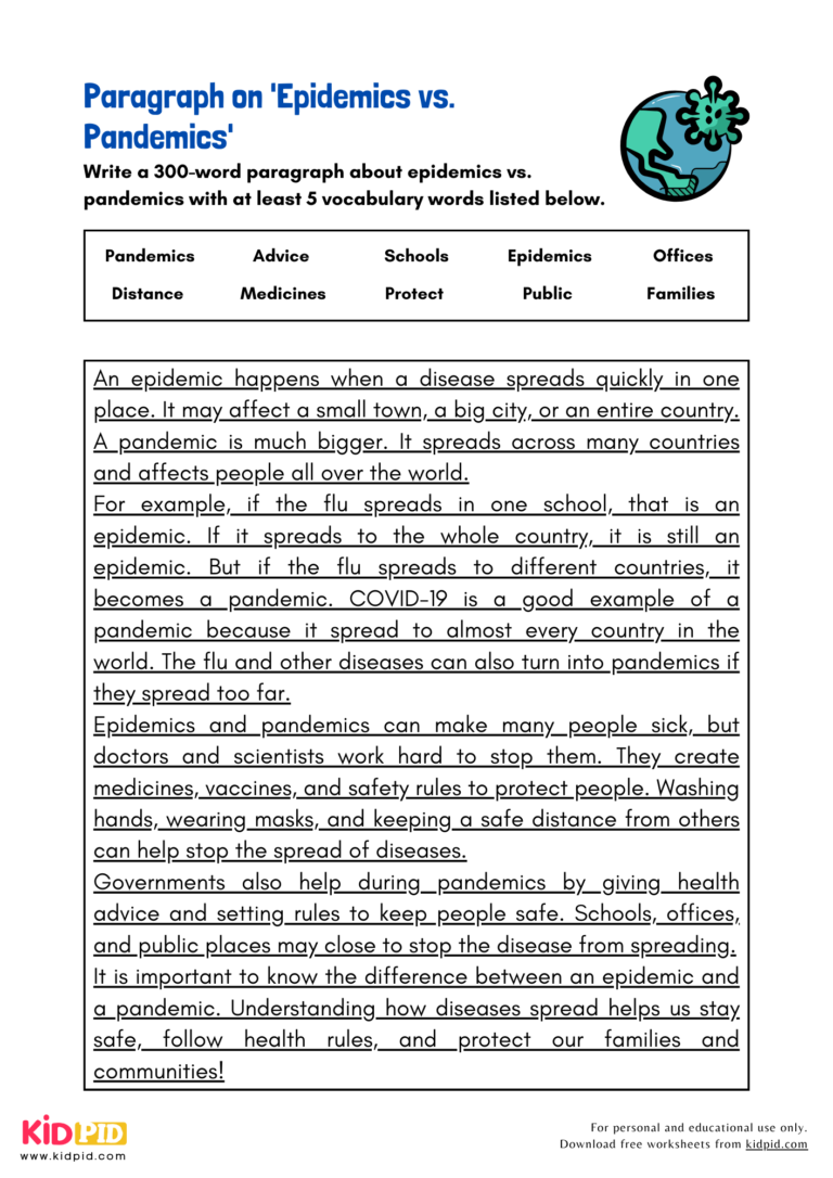 Paragraph on 'Epidemics vs. Pandemics' - Kidpid