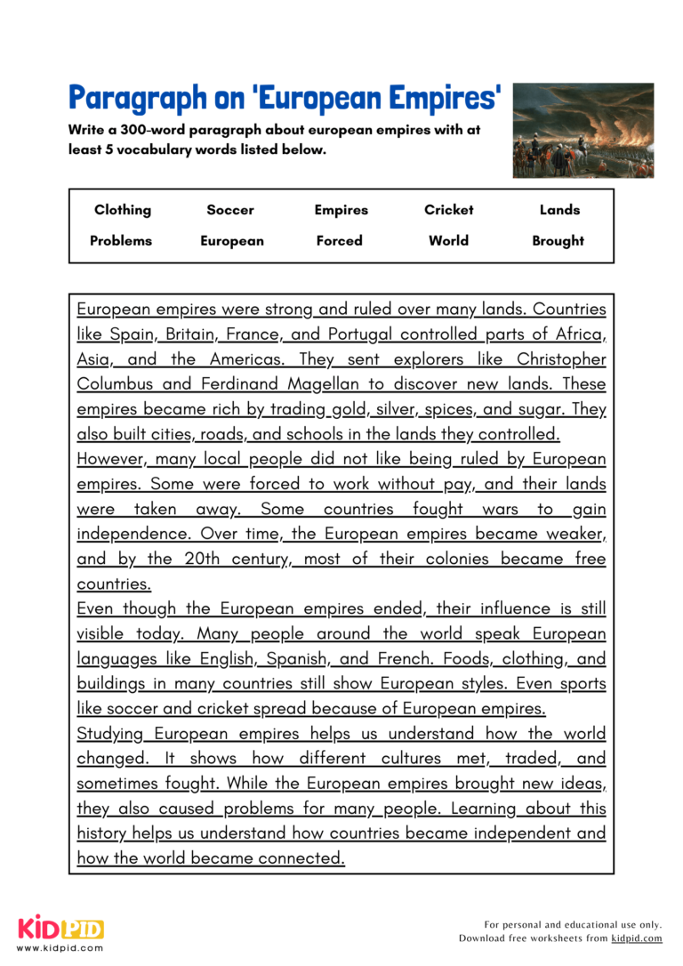 Paragraph on 'European Empires' - Kidpid