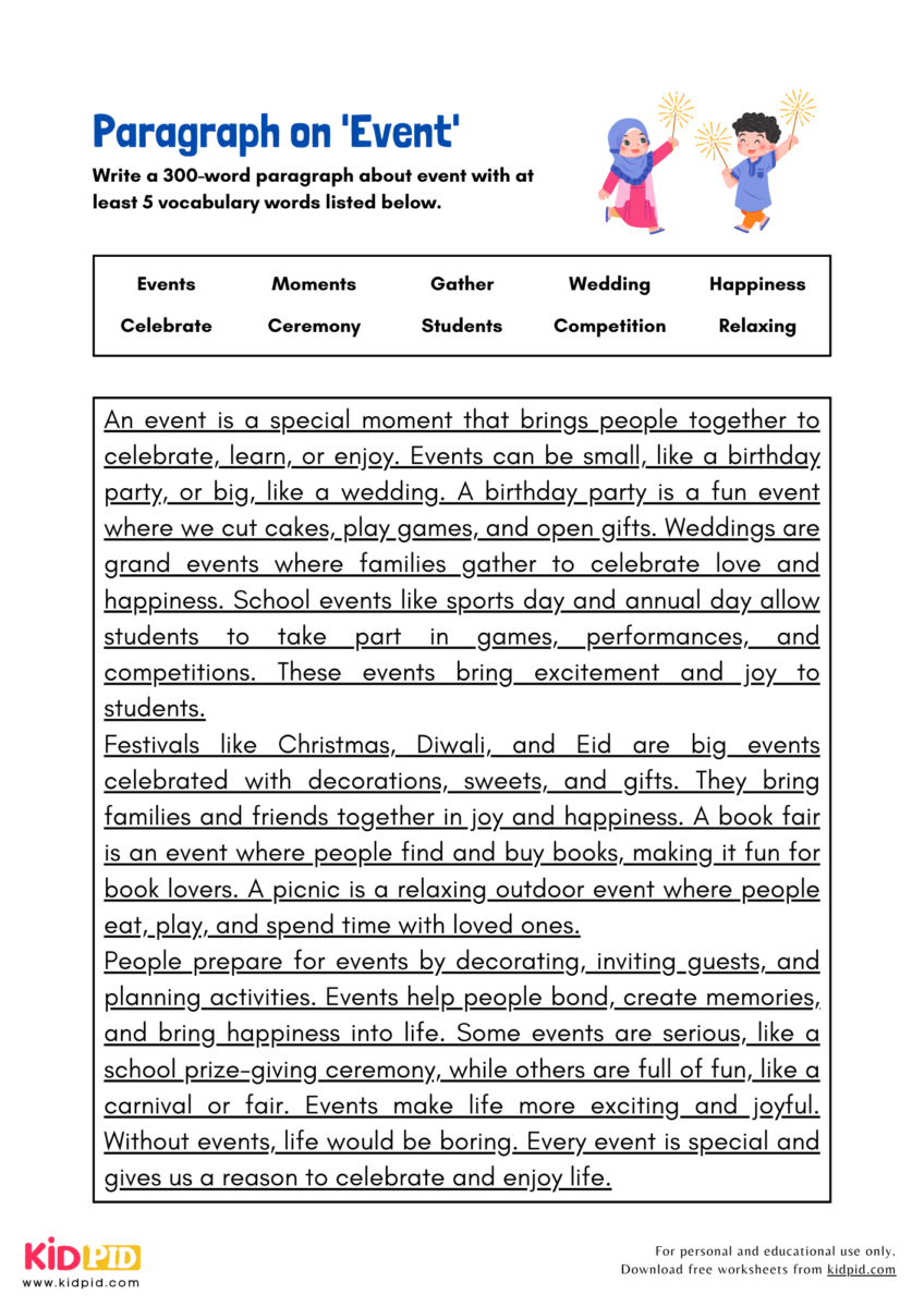 Paragraph on 'Event' - Kidpid