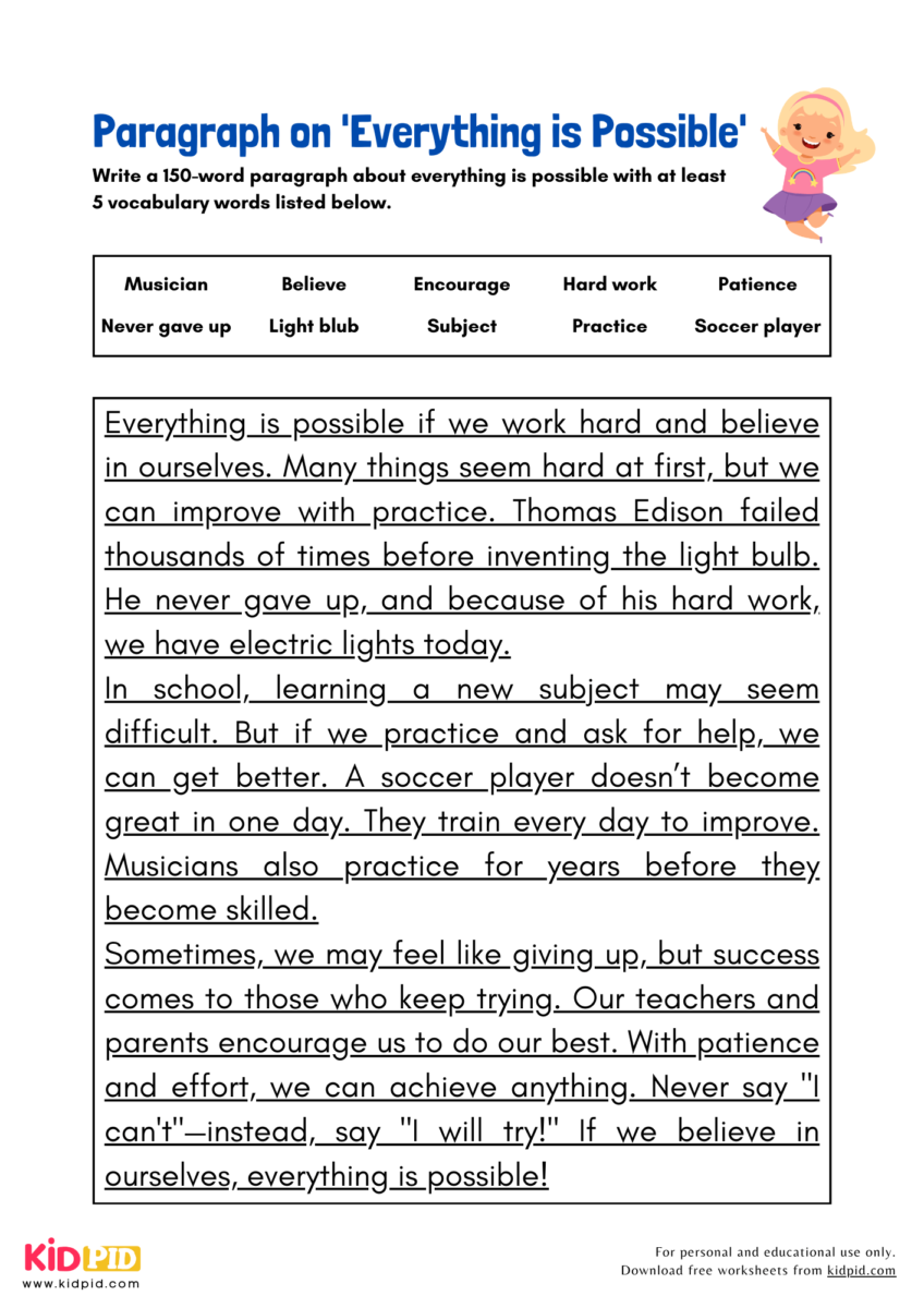 Paragraph on 'Everything is Possible' - Kidpid