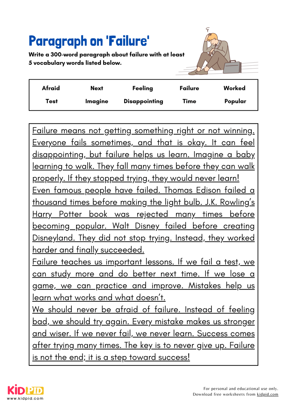 Paragraph on 'Failure' - Kidpid