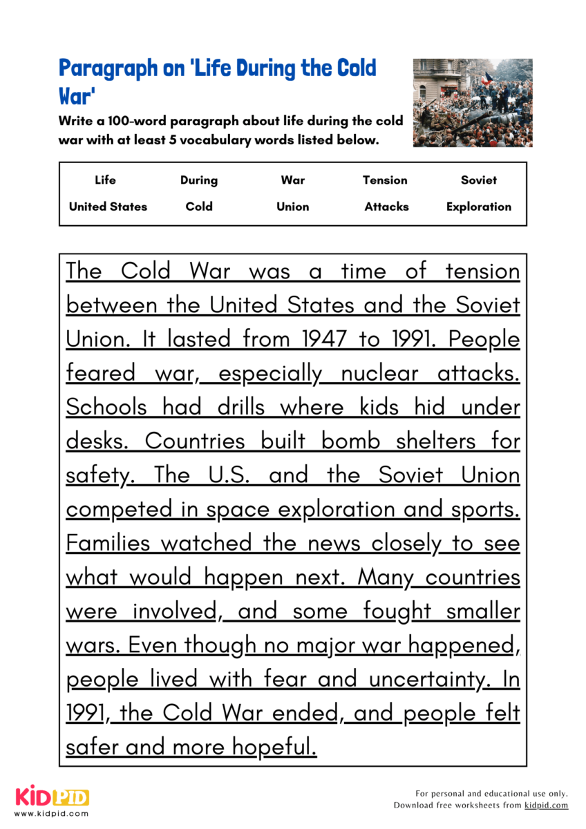 Paragraph on 'Life During the Cold War' - Kidpid
