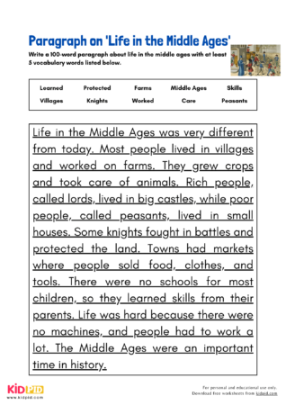 Paragraph on 'Life in the Middle Ages' - Kidpid