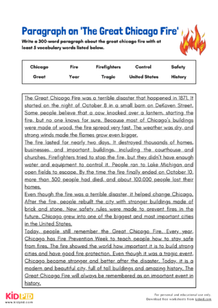 Paragraph on 'The Great Chicago Fire' - Kidpid