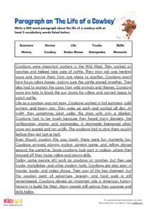 Paragraph on 'The Life of a Cowboy' - Kidpid