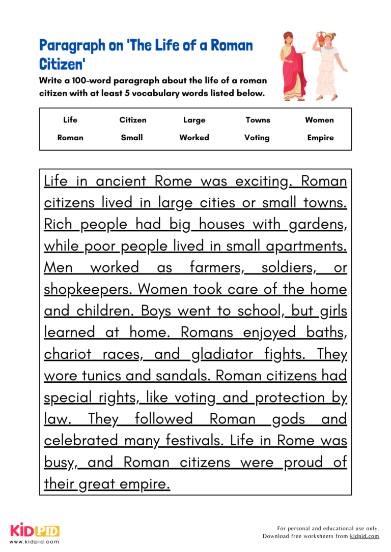 Paragraph on 'The Life of a Roman Citizen' - Kidpid