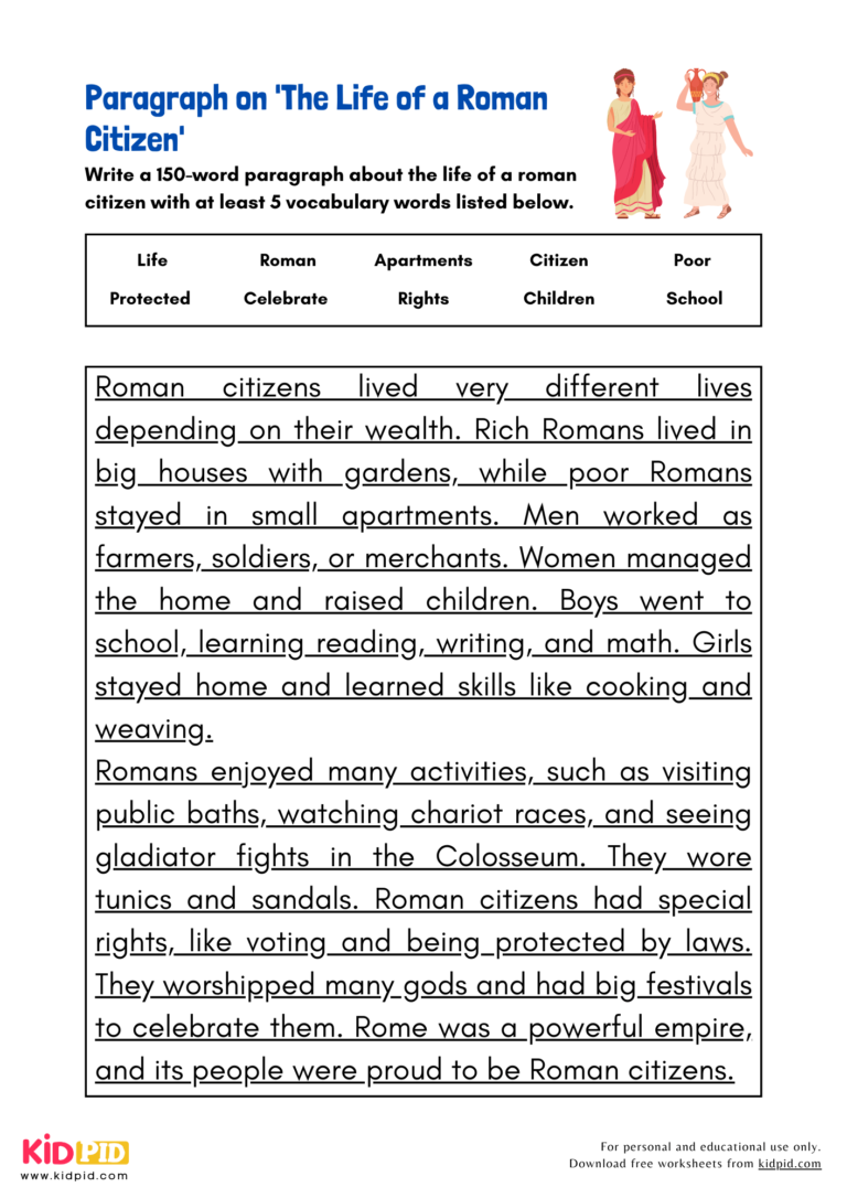 Paragraph on 'The Life of a Roman Citizen' - Kidpid