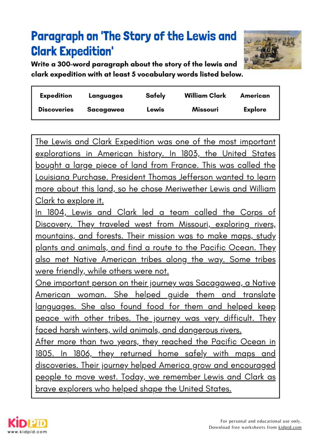 Paragraph on 'The Story of the Lewis and Clark Expedition' - Kidpid