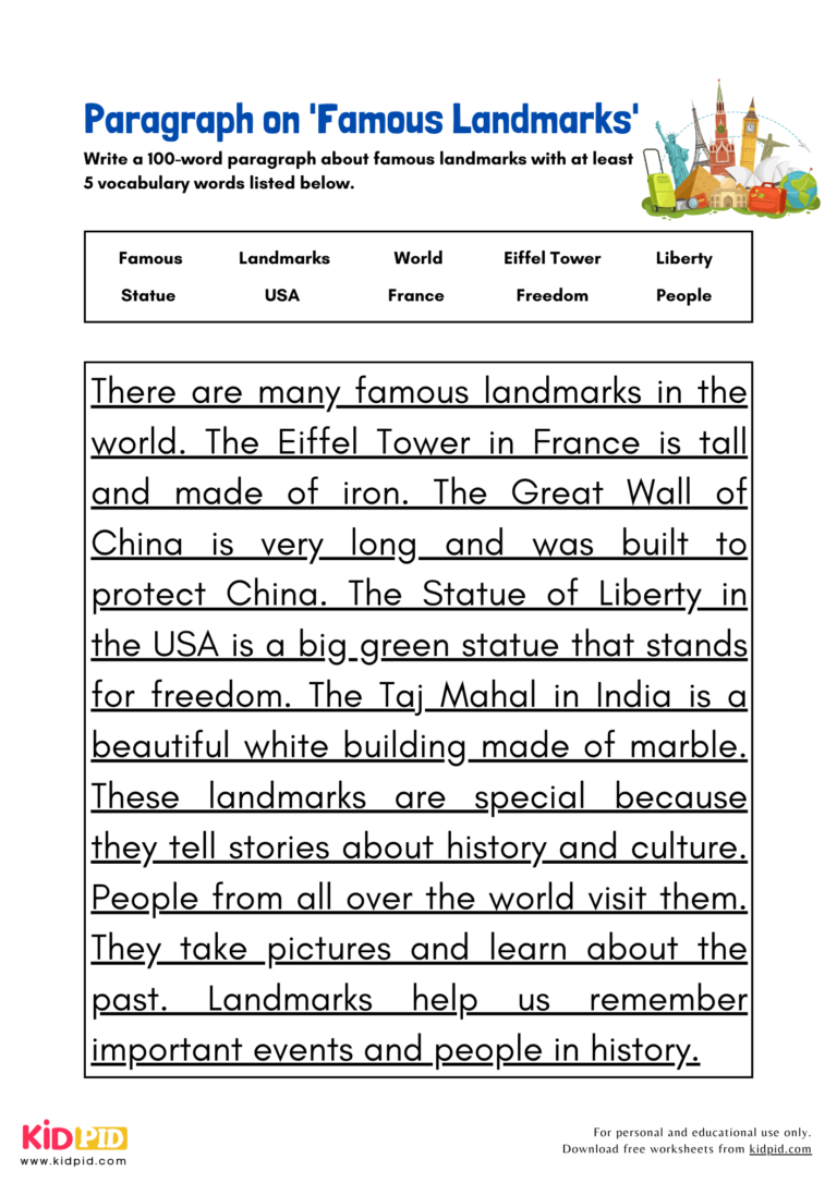 Paragraph on 'Famous Landmarks' - Kidpid