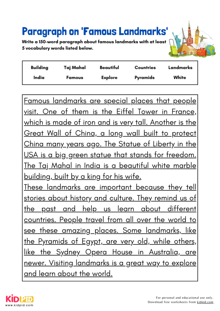 Paragraph on 'Famous Landmarks' - Kidpid