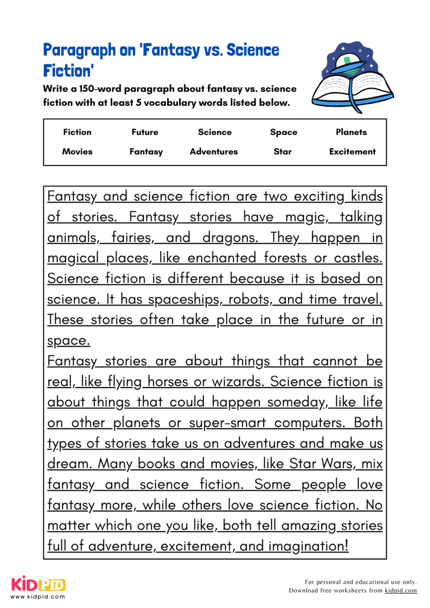 Paragraph on 'Fantasy vs. Science Fiction' - Kidpid