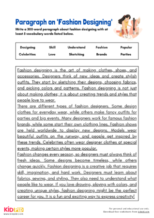 Paragraph on 'Fashion Designing' - Kidpid
