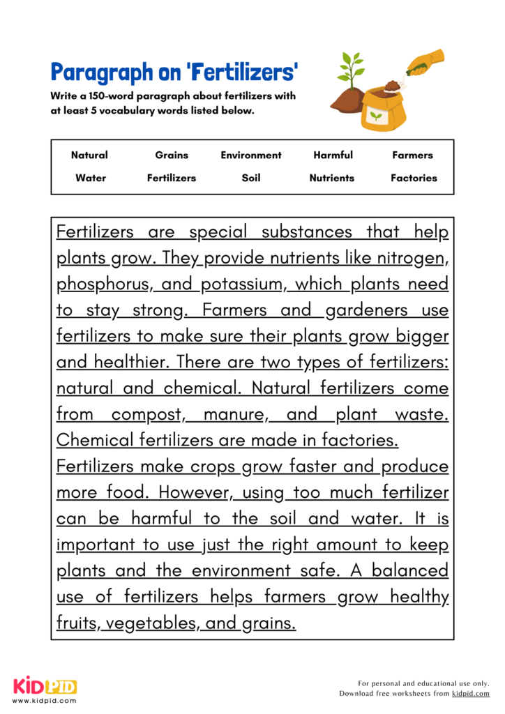 Paragraph on 'Fertilizers' - Kidpid