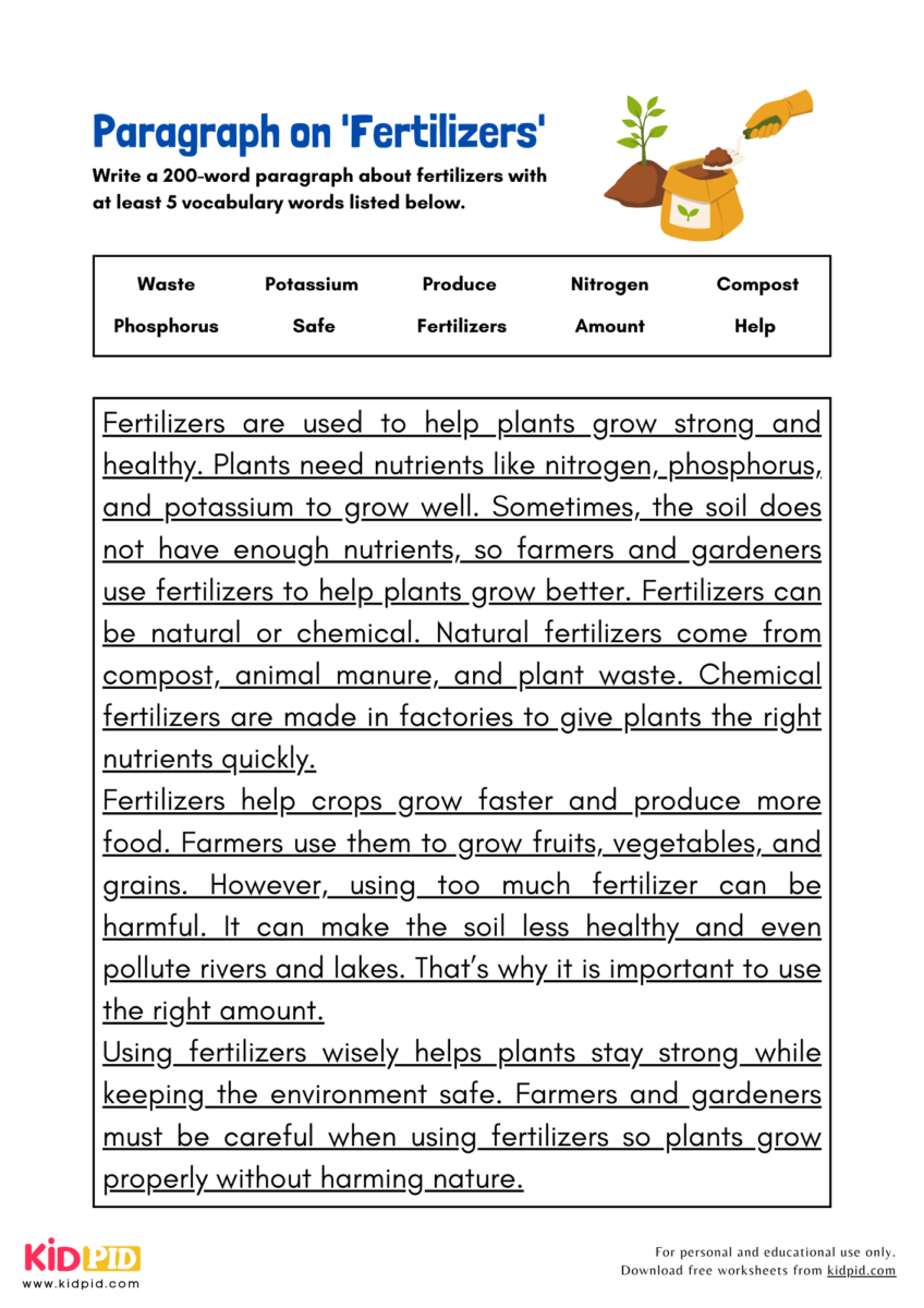 Paragraph on 'Fertilizers' - Kidpid