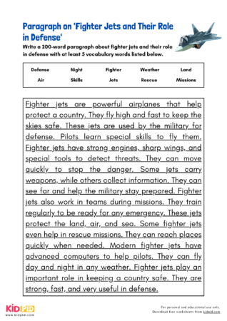Paragraph on 'Fighter Jets and Their Role in Defense' - Kidpid