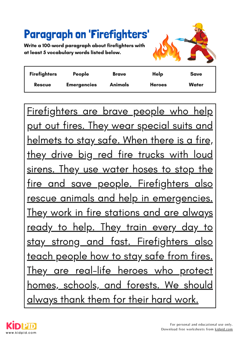 Paragraph on 'Firefighters' - Kidpid