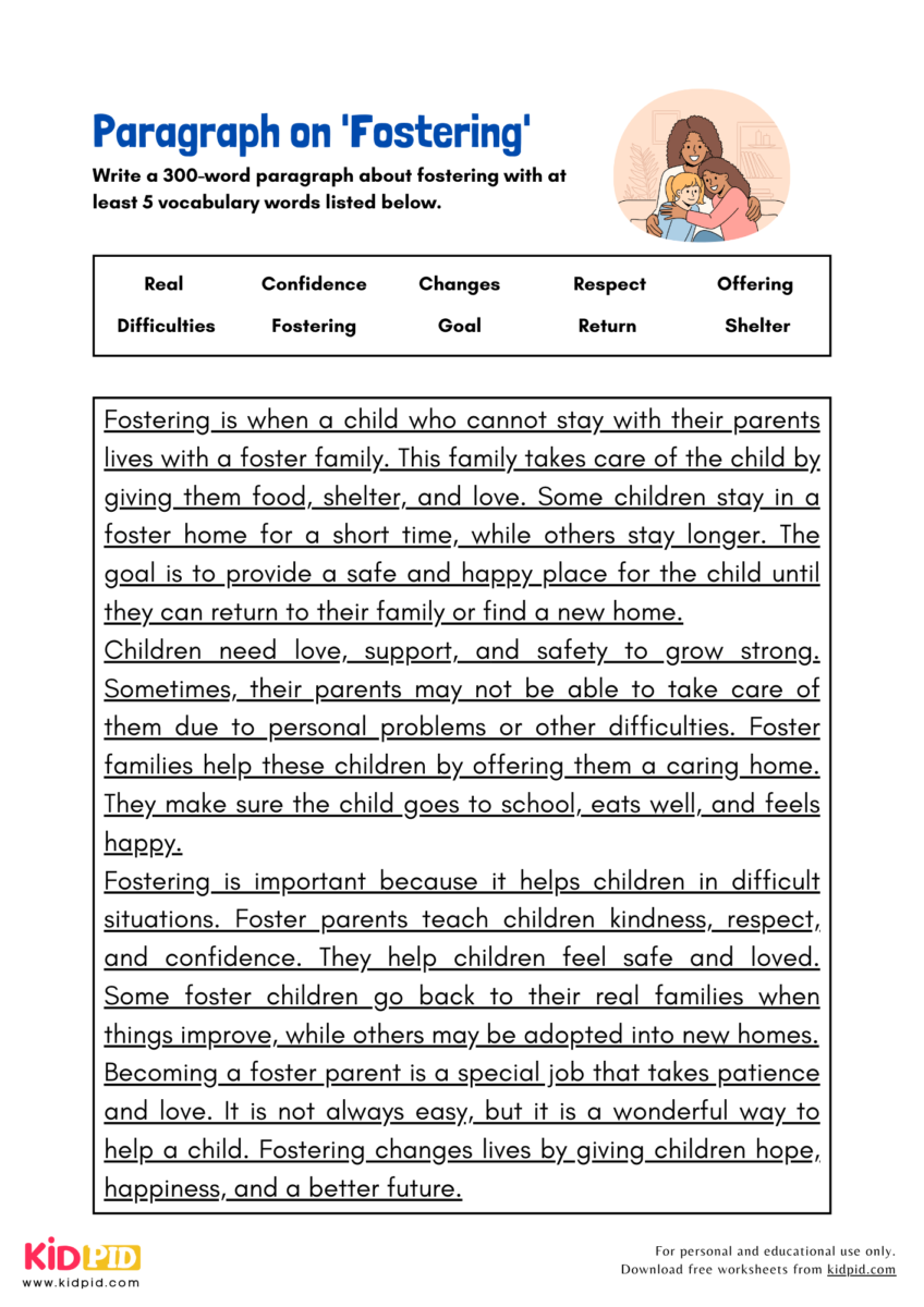 Paragraph on 'Fostering' - Kidpid