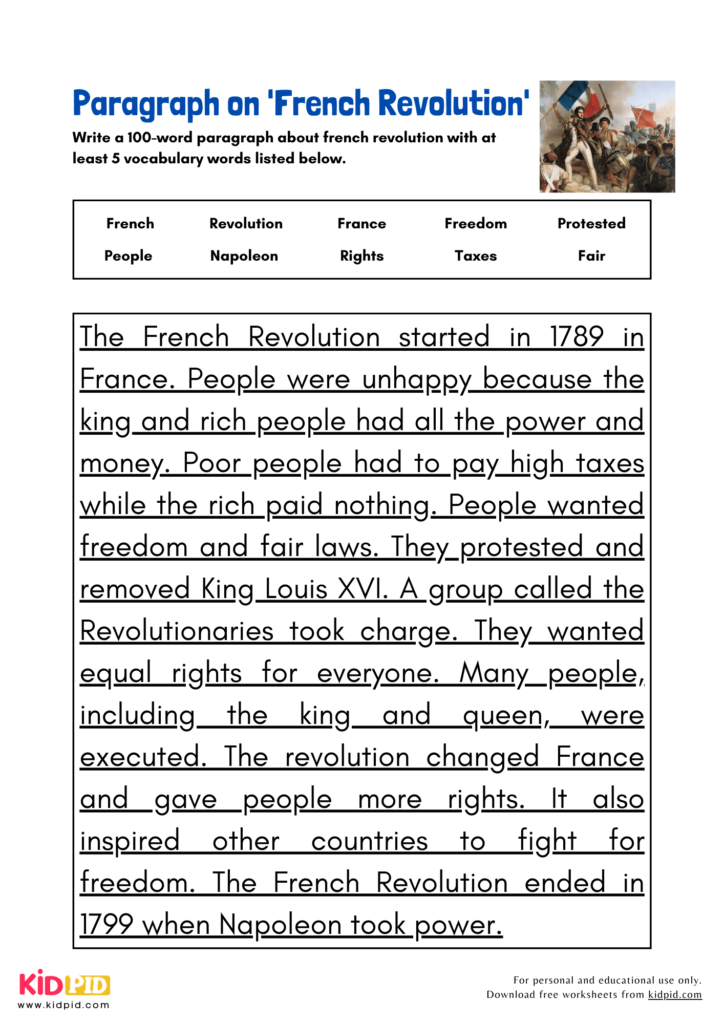Paragraph on 'French Revolution' - Kidpid